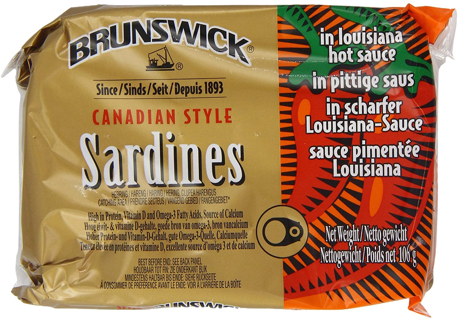 Brunswick Canadian Style Sardines in Louisiana Hot Sauce ...